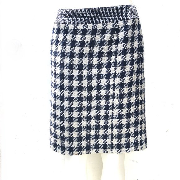 Tory Burch | Skirts | Tory Burch Hounds Tooth Print Navy Skirt As Is ...